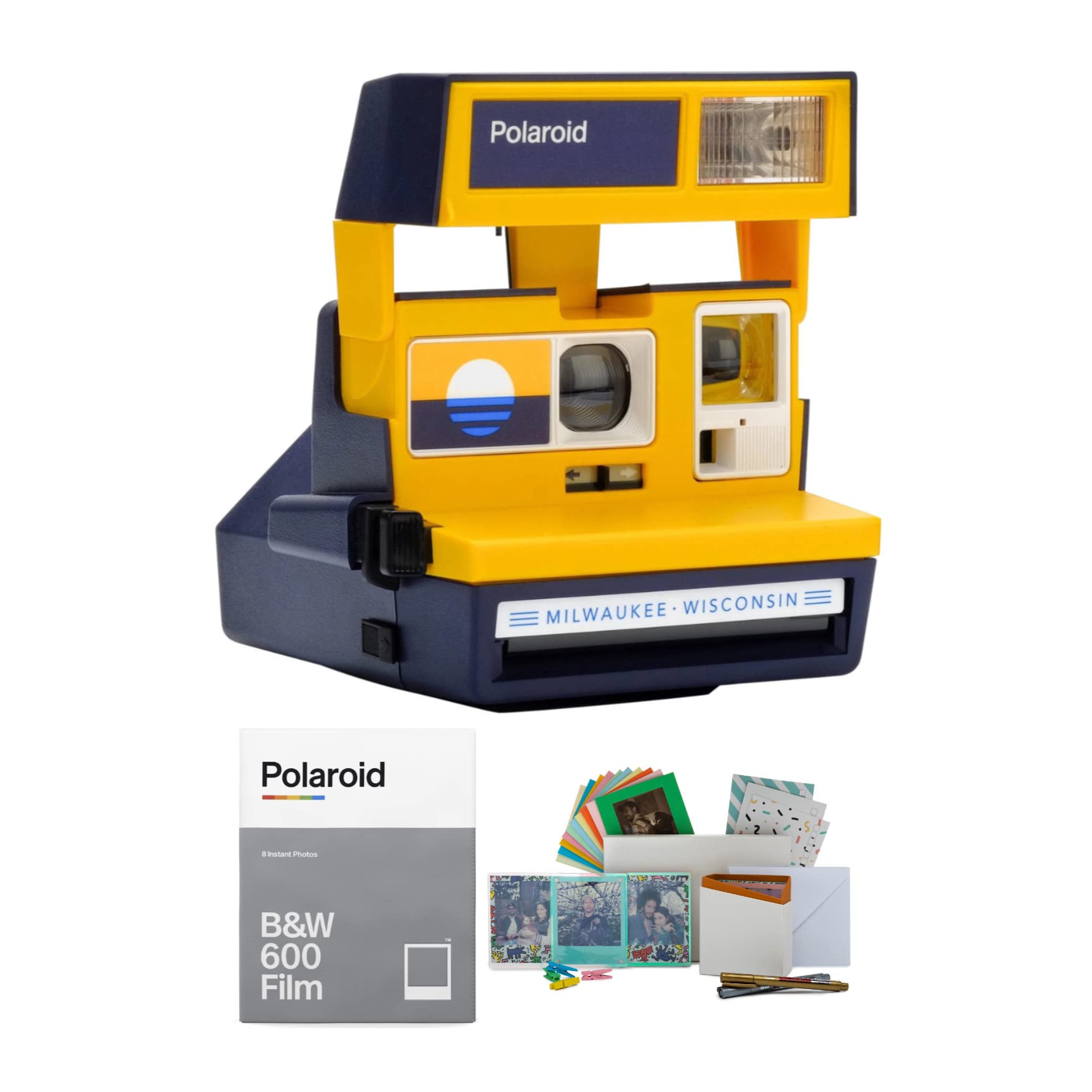 Polaroid 600 Instant Film Camera (Milwaukee Flag) Bundle with B&W Film and Film Kit (3 Items)