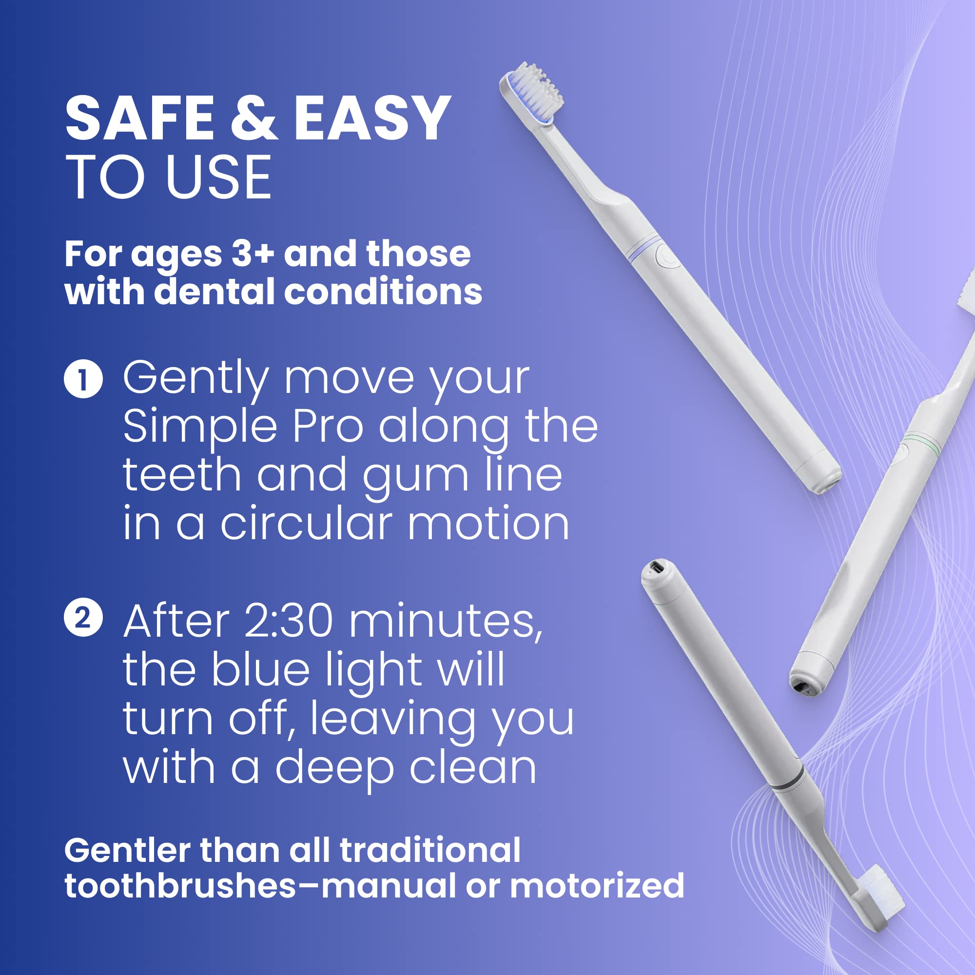 Tromatz Simple Pro Battery Powered Electric Toothbrush, Gentle & Deep Cleaning with New Bioelectric Microcurrent Wave Technology | for Sensitive Teeth & Gums - Black