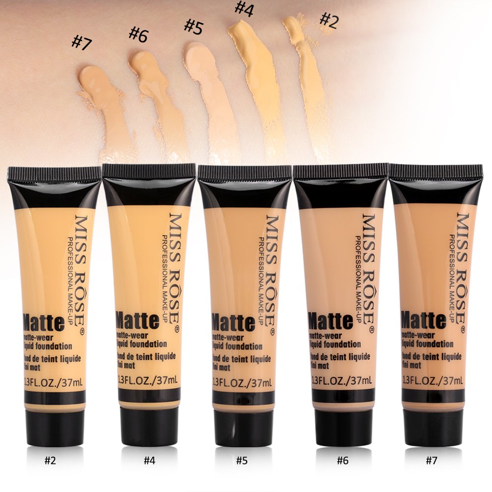 miss rose matte foundation, Smooth Liquid Concealer Cream, Makeup Base Face Liquid Foundation Matte Wear Concealer Sun Block Cream(#6) miss rose matte foundation