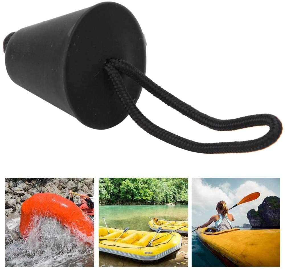 michebizzzz Universal Kayak Scupper Plug Silicone Scupper Plugs Kayak Canoe Drain Stopper with Lanyard for Kayak Plug Replacement Part 8 Pieces (Black)