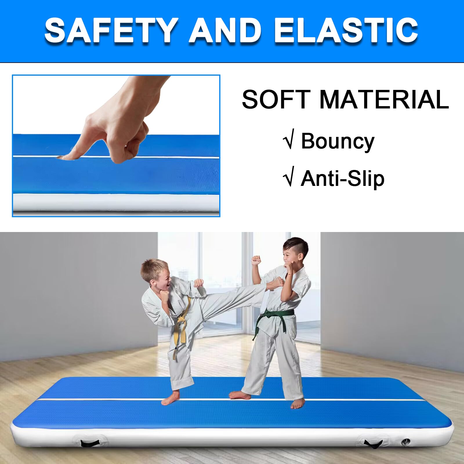 LYYNTTK 20FT (6x2x0.2m) Air Gymnastics Tumbling Mat Inflatable Tumble Track with Electric Air Pump for Floating Mats/Beach Mats/Tumble/Gym/Training/Cheerleading