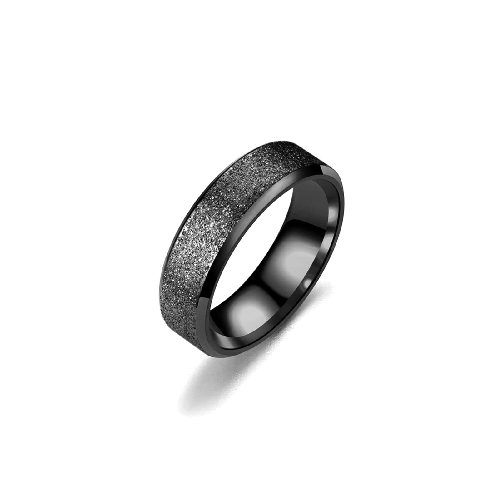 Nsitbbuery Hip Hop Jewelry Black Sandblast Band Ring(Black(12))