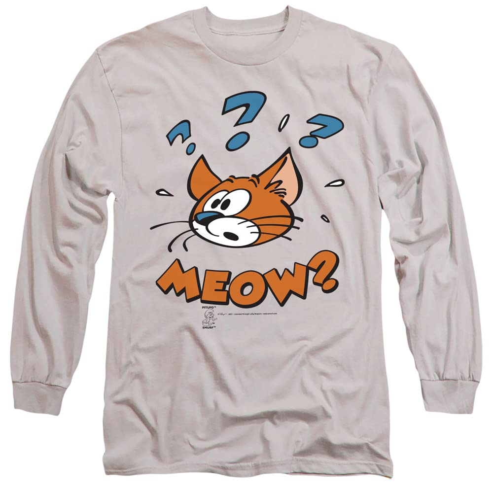 LOGOVISION Smurfs Azrael Unisex Adult Long-Sleeve T Shirt,Azrael Silver,Medium
