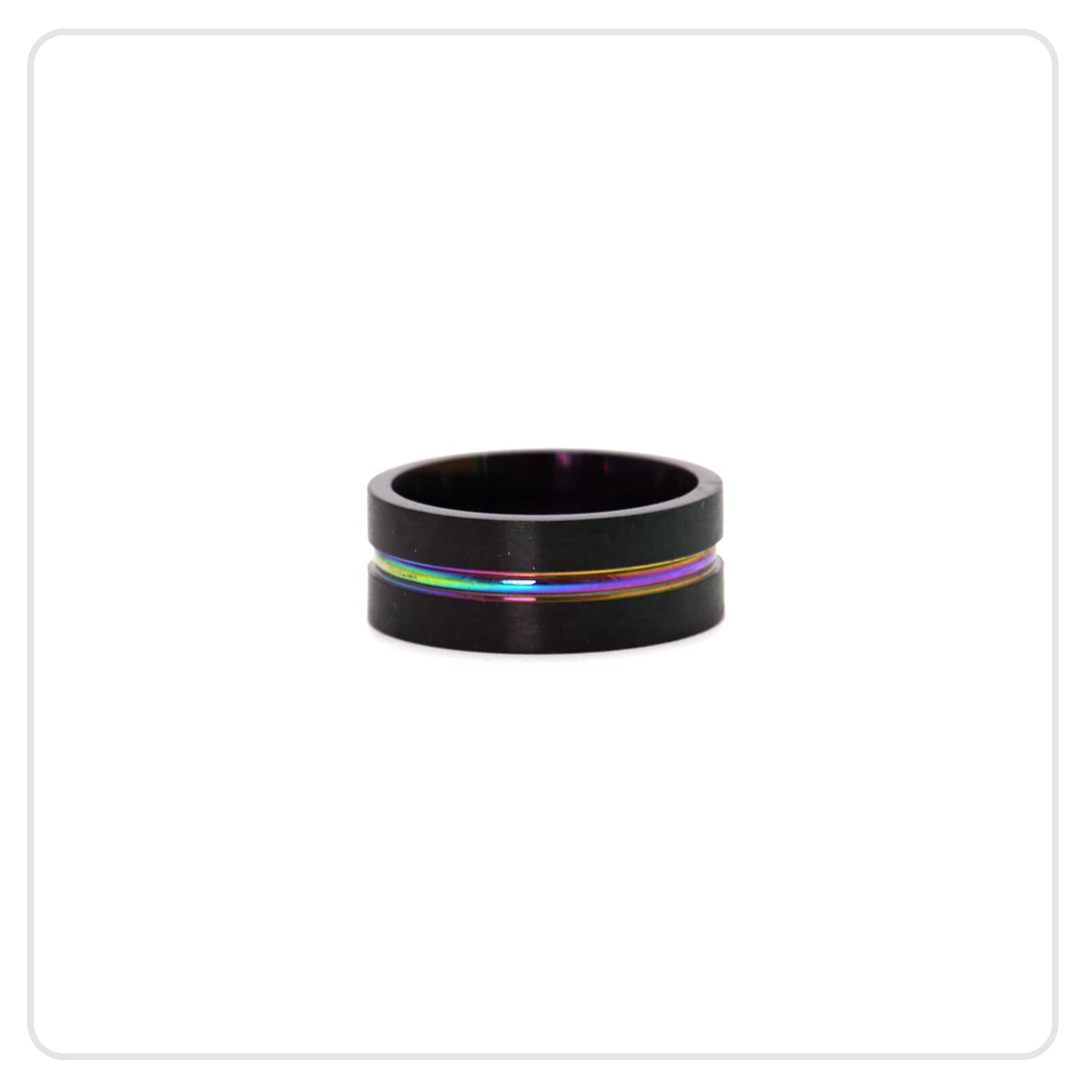 Nsitbbuery Hip Hop Jewelry Black Stainless Steel Colorful Sheel Band Ring(Black(6))