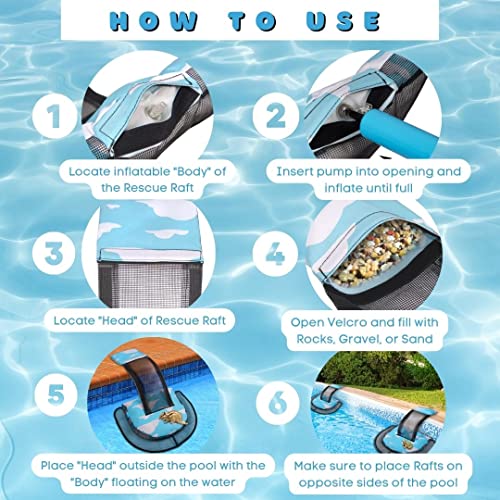 Rescue Raft Animal Saving Escape Ramp for Swimming Pool, Critter and Frog Saver, Pool Escape Ramp, Pool Floating Pad for Swimming Pool, Friendly Cloud Design (2 Pack)