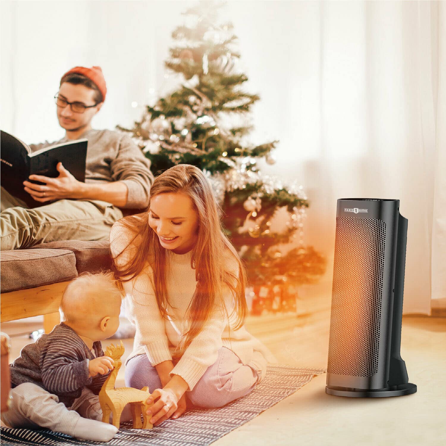 TaoTronics TT-HE003 Space Heater, 1500W Electric Portable Fast Heating Widespread Oscillation ECO Mode 12 Hrs Timer with Remote Control for Indoor Use Home, Small, Black