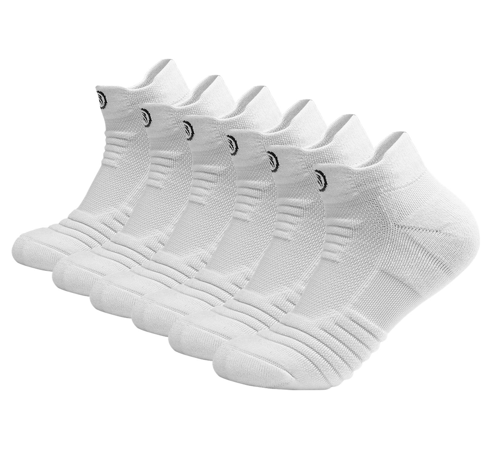 MAAMPU 6 Pairs Running Socks/Hiking Cushion Socks,Breathable Athletic Socks Thick Cushion Socks-Whiteďźshortďź-Medium