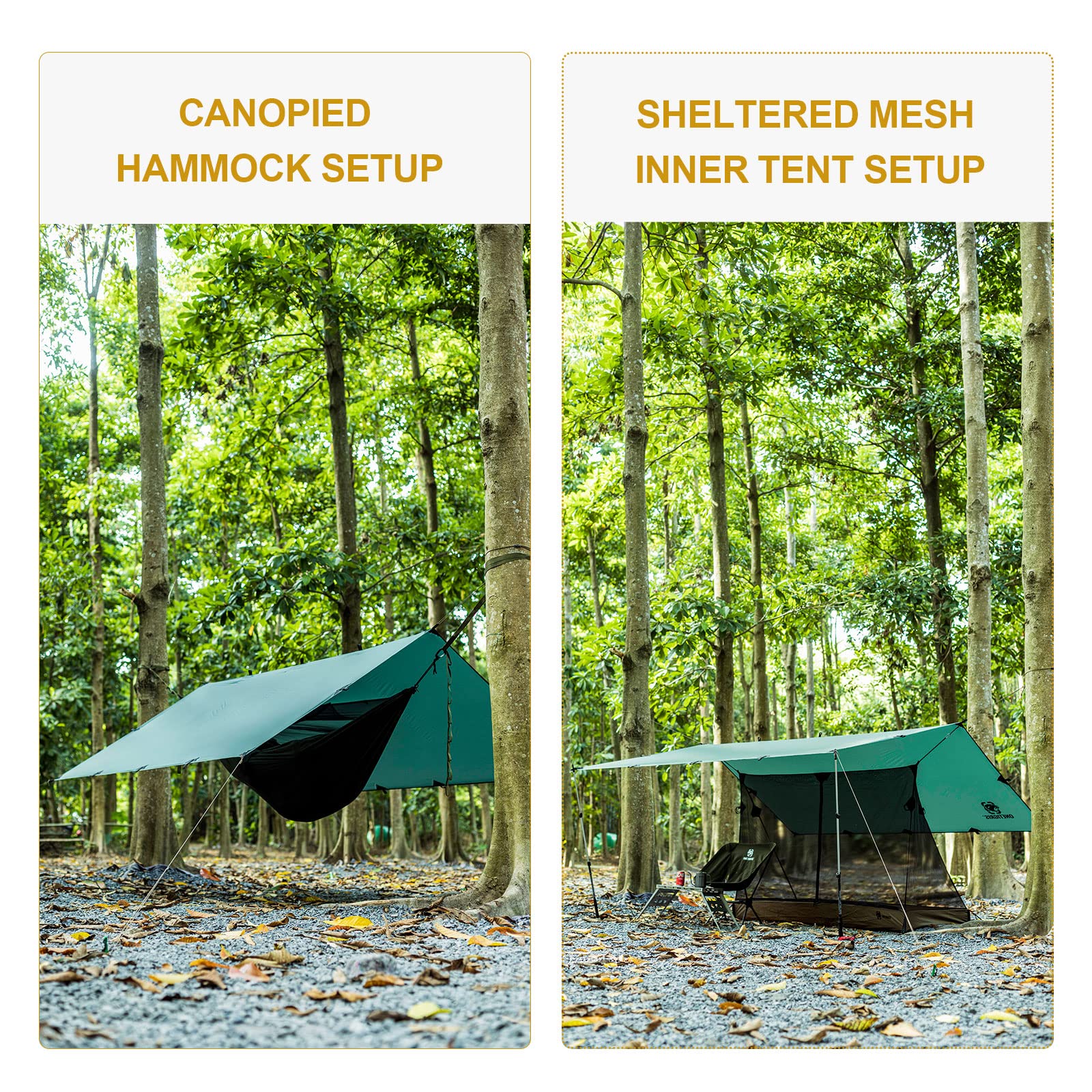 OneTigris Bastion Hammock Rain Fly Tarp Shelter Survival Gear, Waterproof Lightweight Compact for Camping Hiking Backpacking Survival Bushcraft