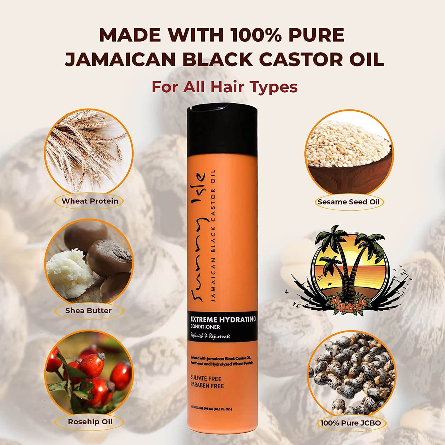 Sunny Isle Jamaican Black Castor Oil Extreme Hydrating Shampoo & Conditioner 10.1oz, Root Repair and Growth Butter 4oz and Extra Dark JBCO 2oz, 4-Piece Hair Growth Bundle