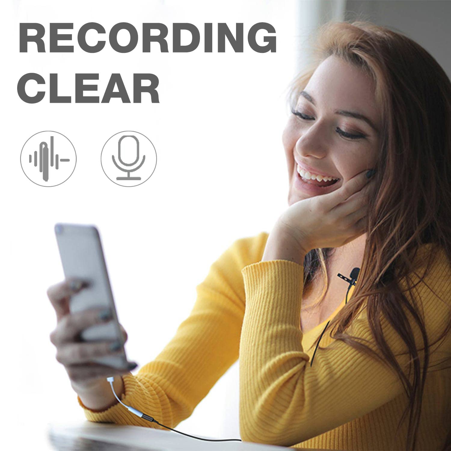 LMS Lavalier Lapel Microphone Omnidirectional Condenser Lav Mic with Extension Cord Professional Recording Mic Clip on Microphone for iPhone Android PC Camera for YouTube