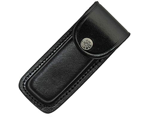 PA6609BK Fits Up to 5" Closed Folding Knives Black Leather Knife Sheath