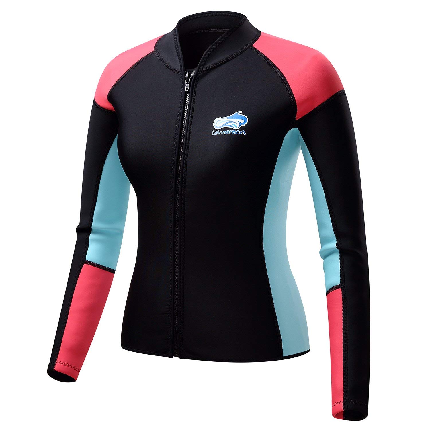Lemorecn Women's 1.5mm Wetsuits Jacket Long Sleeve Neoprene Wetsuits Top (2047black6)