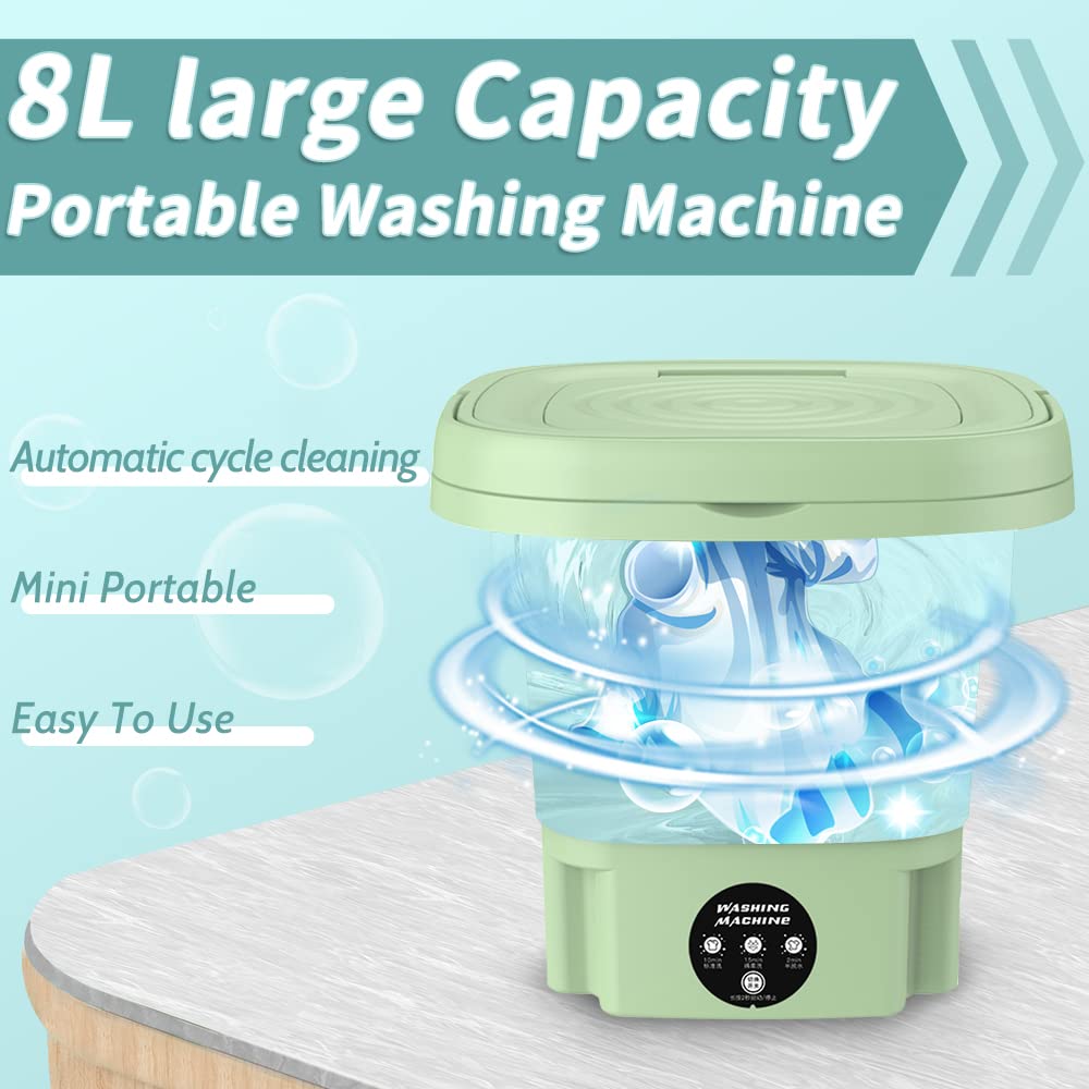 Mini Washing Machine, Foldable Ultrasonic Turbo Washing Machine,for Small Clothing,Underwear Suitable for Home, Business, Travel, College Room, RV, Apartment