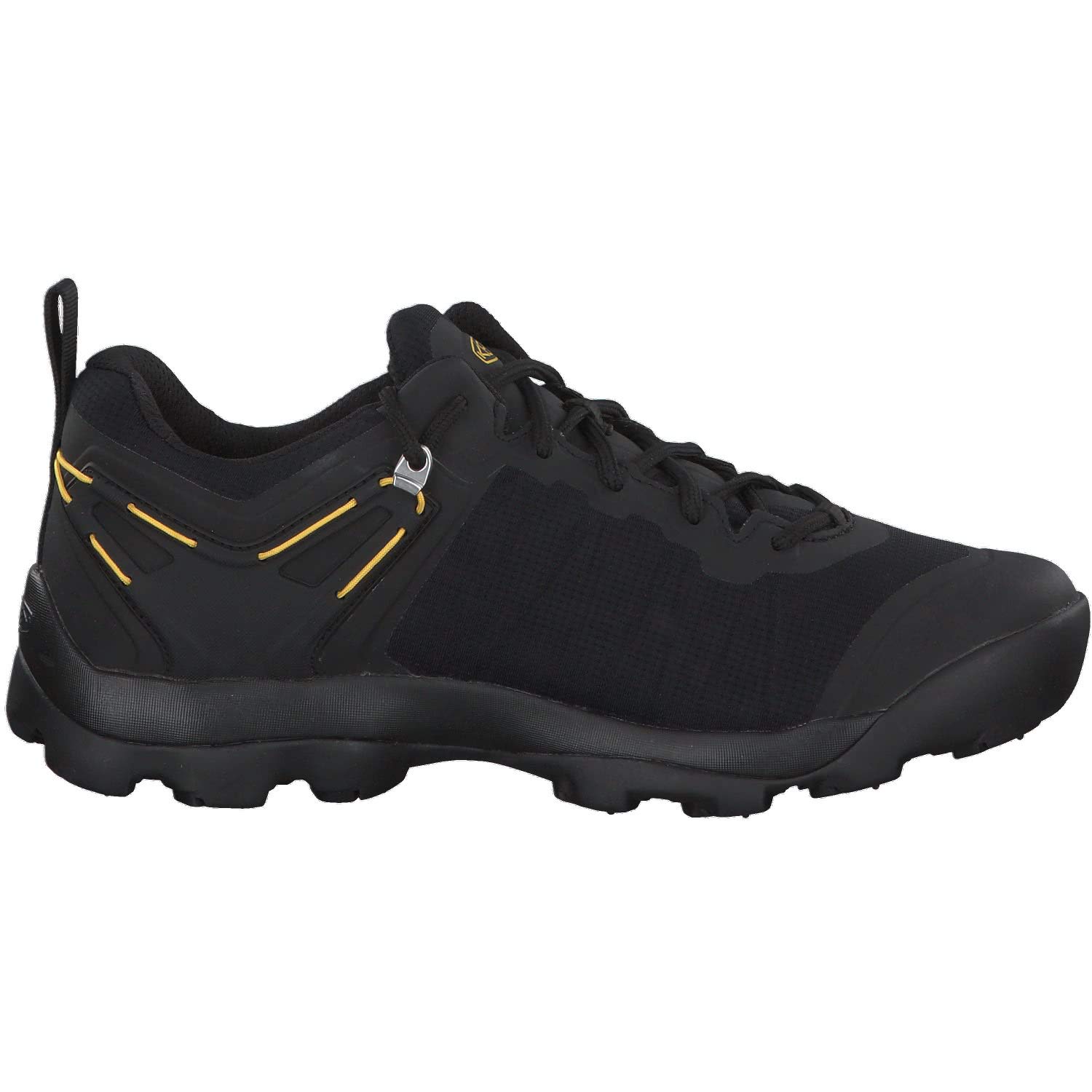 KEEN Men's Venture WP Hiking Boot, Black Yellow, 12