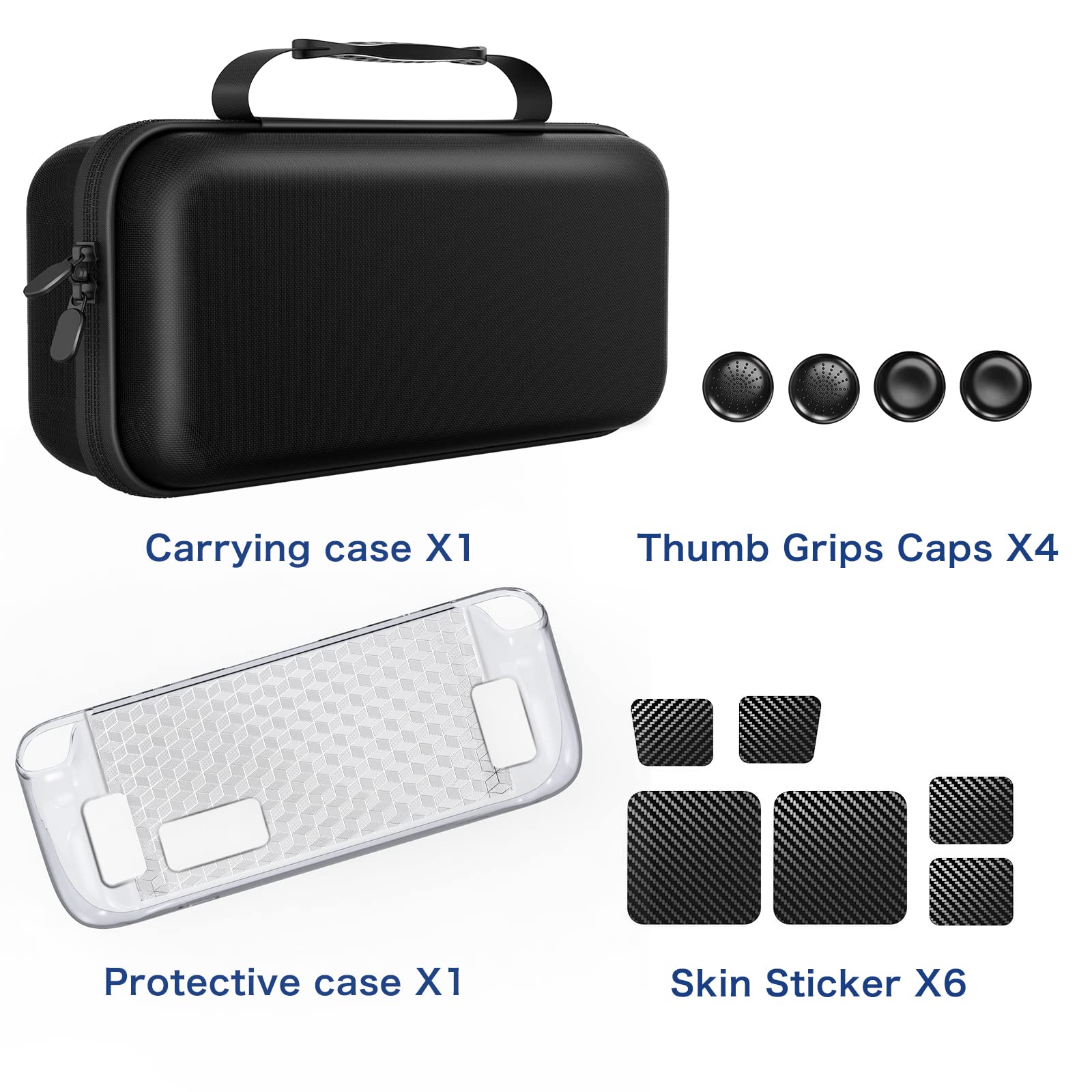 Steam Deck Case, Mooroer Steam Deck Accessories Bundle, 12 in 1 Steam Deck Carrying Case Built-in AC Adapter Charger Storage, Protective Travel Case for Steam Deck Console & Accessories