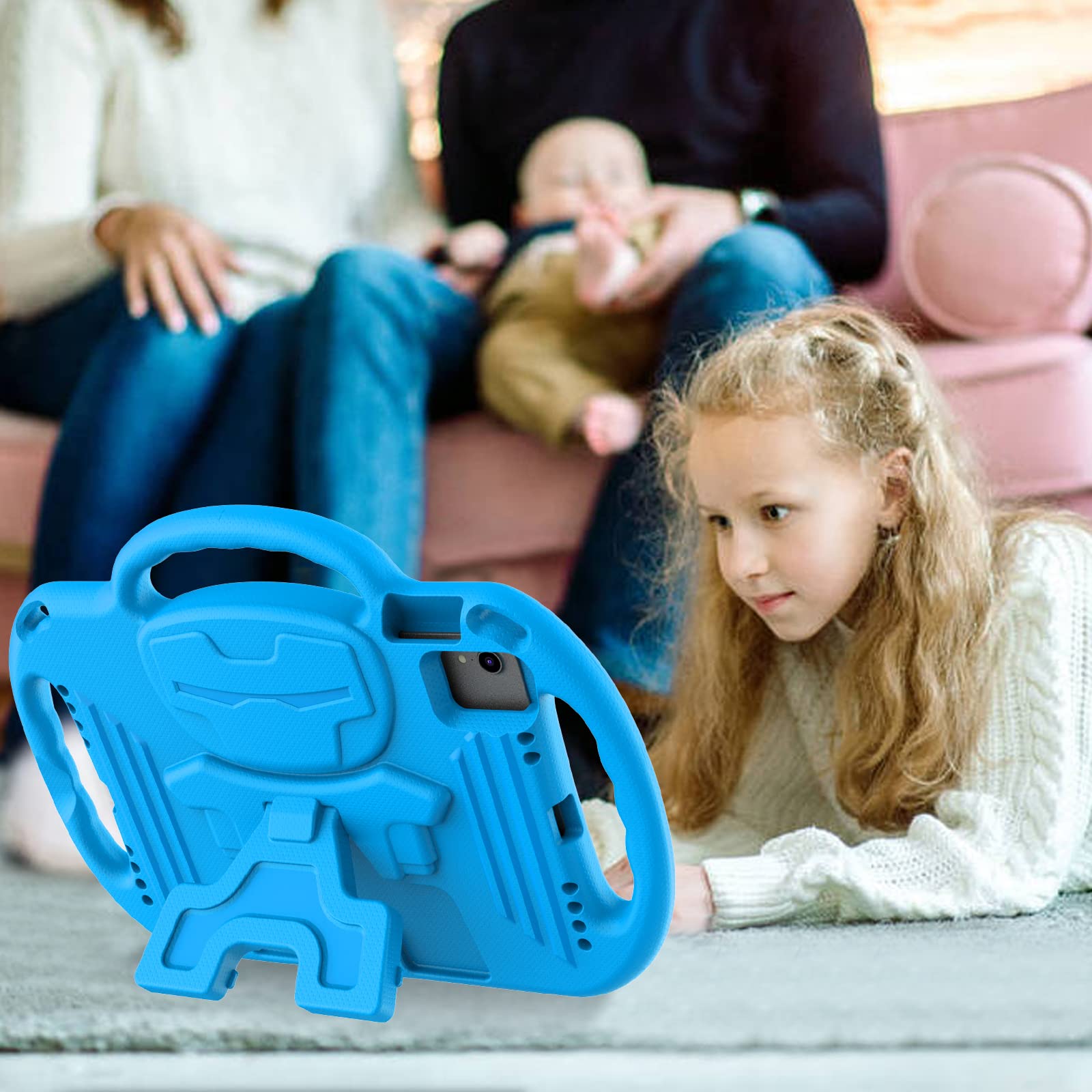 TIRIN Kids Case for iPad Air 5th/4th Generation 2022/2020, iPad Pro 11 Case 2021/2020/2018, Shockproof Protective Case with Shoulder Strap Handle Stand Case for 10.9 inch, Blue