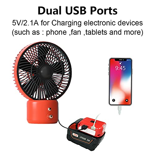 SINTENT Taingwei Battery Adapter for Milwaukee 18V Battery USB Charger and 12V DC Port and 3W LED Work Light - Compatible with Milwaukee M18 Lithium-Ion Batteries,Red,MWQ-090