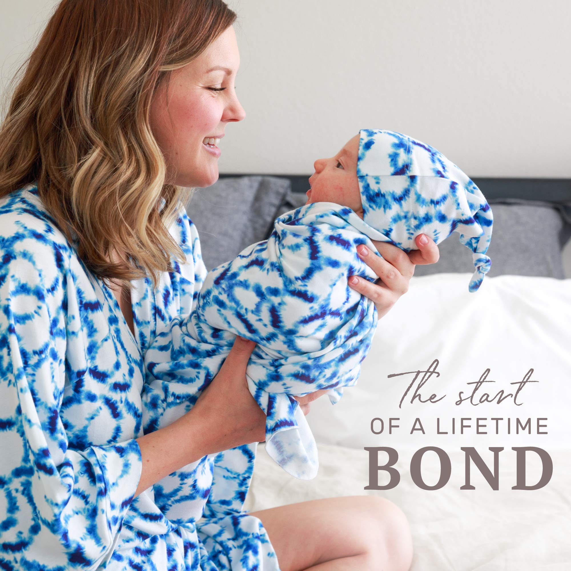 LÍLLÉbaby Cozy Baby Bundle, 3 Items: Hat + Swaddle Blanket + Headband, Shibori