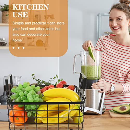 Zerodeko Bathroom Storage Bathroom Storage Bathroom Storage Decorative Metal Wire Basket with Handles Bread Vegetable Fruit Storage Basket Bowl Kitchen Bathroom Organizer Basket Baskets
