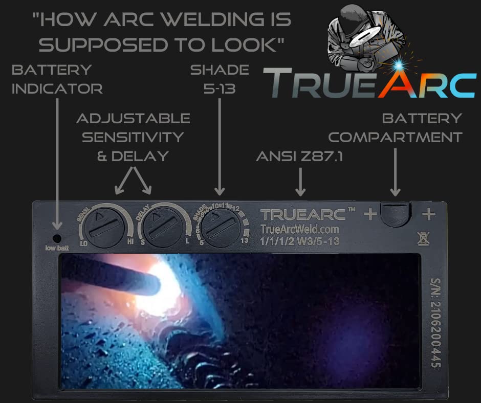 TrueArc Variable Shade Auto-Darkening Welding Lens – True Color Filter Welding Helmet Accessories Fits most Pancake and Pipeliner Hoods – Adjustable Shades 5-13