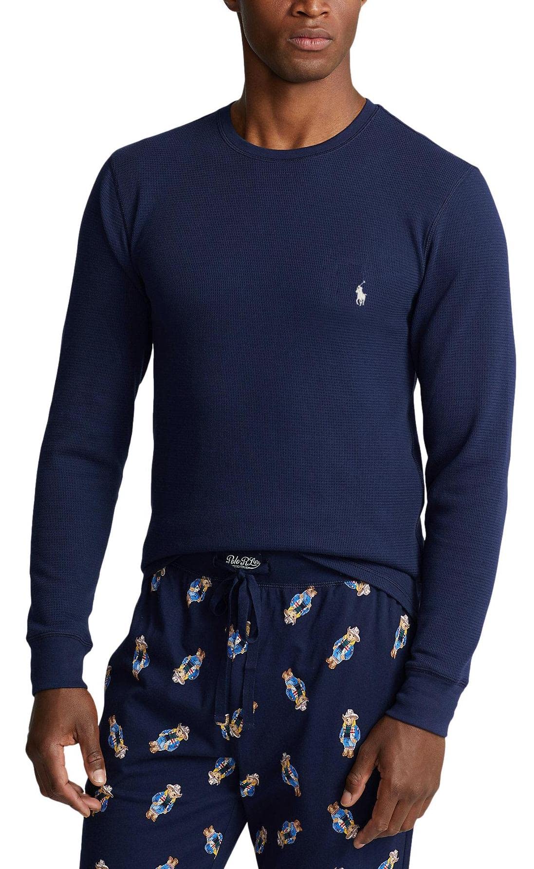 Polo Ralph Lauren Big&Tall Waffle Thermal Long Sleeve Crew-Neck T-Shirt, 2LT, Navy