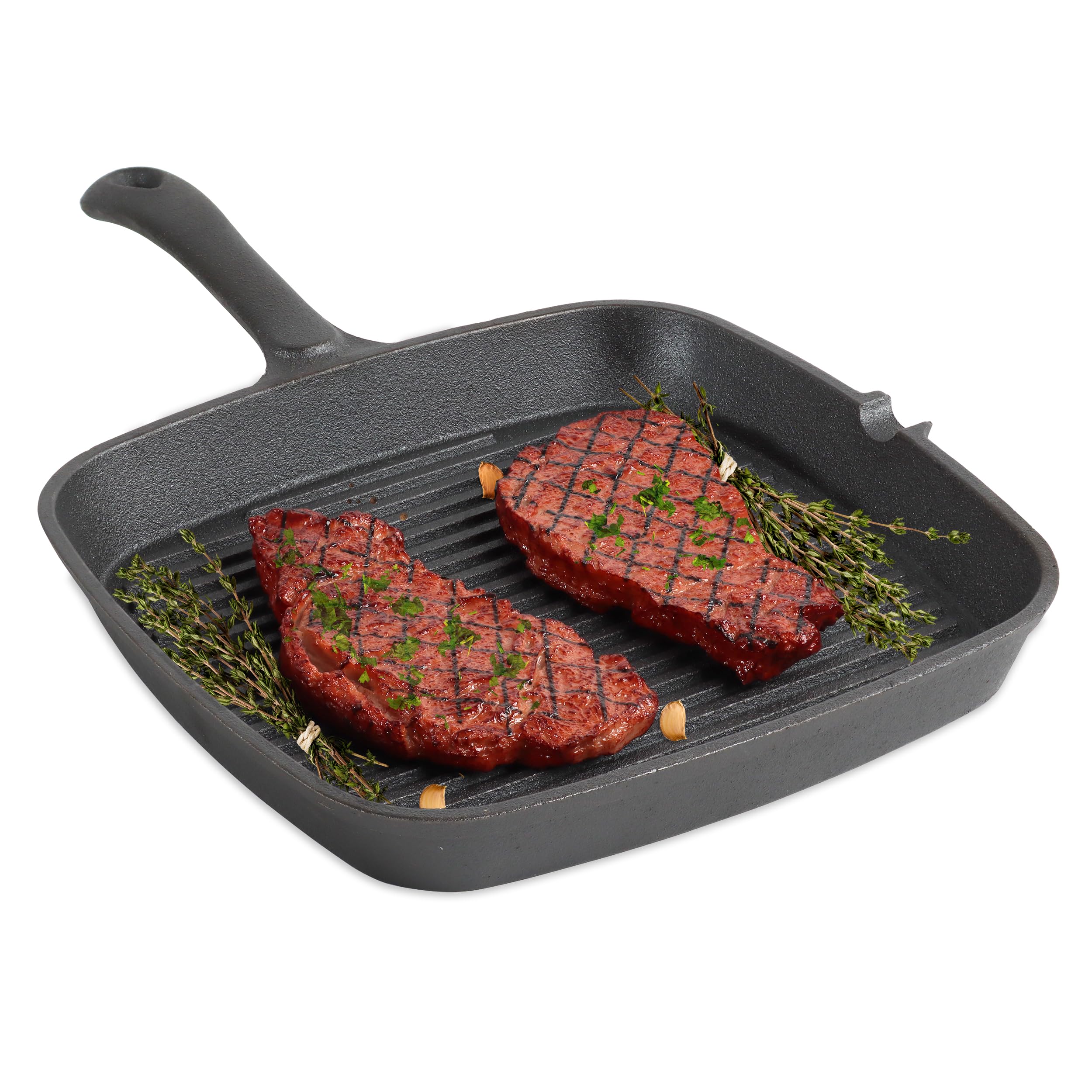 Potted Pans Square Cast Iron Skillet - 9.4-inch Pre-Seasoned Cast Iron Griddle Cooking Pan Camping Skillet Iron Pan