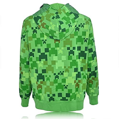 Minecraft Boys Video Game Hoodie - Black and Green Creeper Face - Official Zip Hoodie Sweatshirt (Green Camo, Medium)