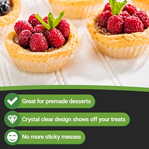 Restaurantware 2 Ounce Mini Cupcake Liners, 200 Greaseproof Mini Muffin Papers - Disposable, Peel Off, Clear Plastic Clear Cupcake Wrappers, For Desserts or Foods, For Weddings, Birthday Parties-