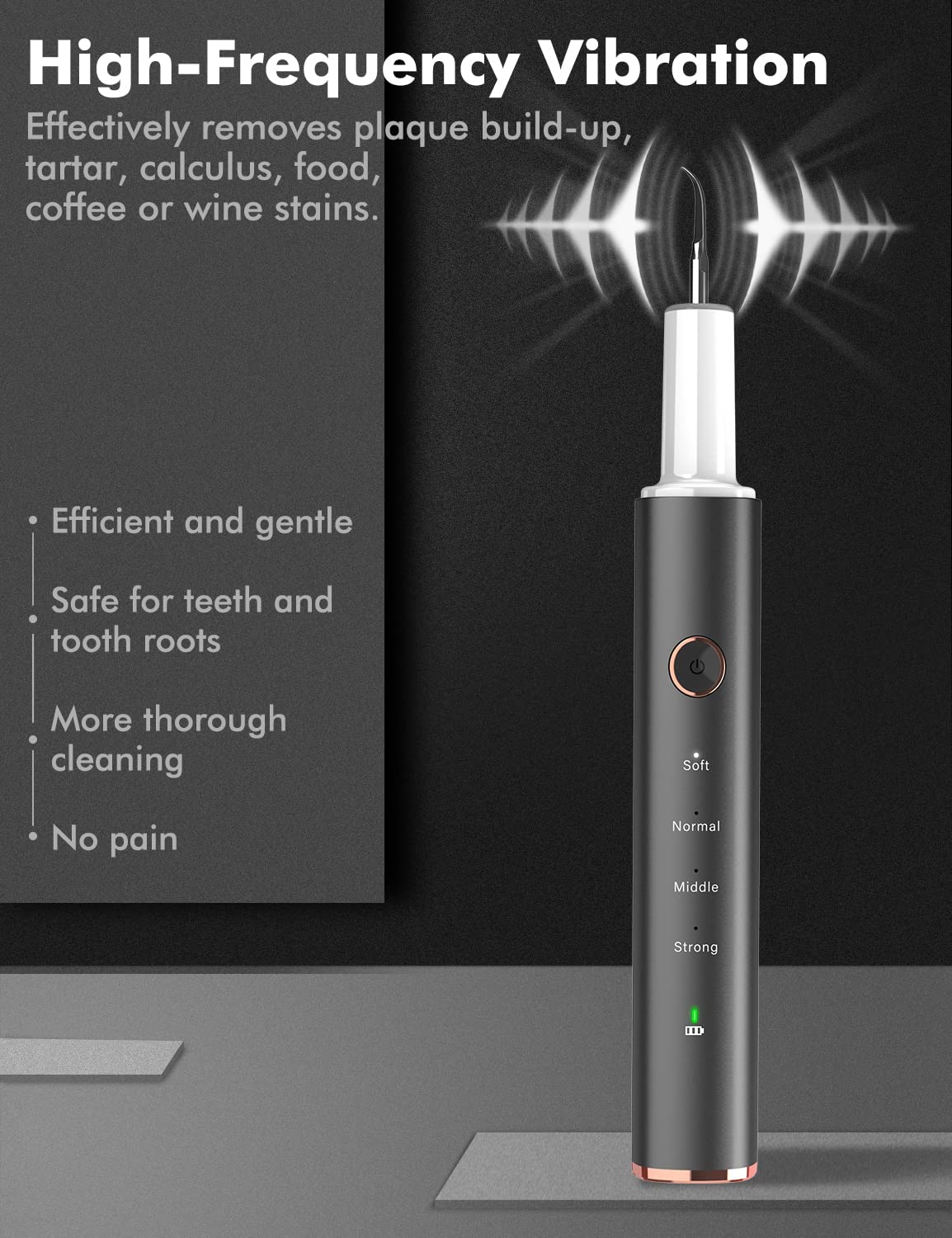 Teeth Cleaning Kit, Electric Tooth Cleaner Tool for Oral Care, 4 Work Modes, for Use at Home (Black)