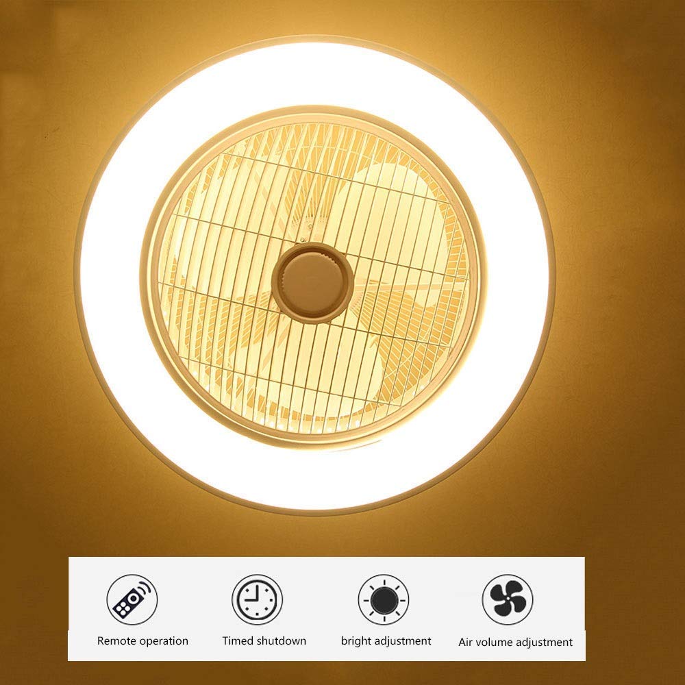 Modern Ceiling Fan Lights with Remote Control Flush Mount, LED Fan Lamps Invisible Dimming 3 Colors Lighting, Home Dining Room Bedroom Living Ceiling Lights