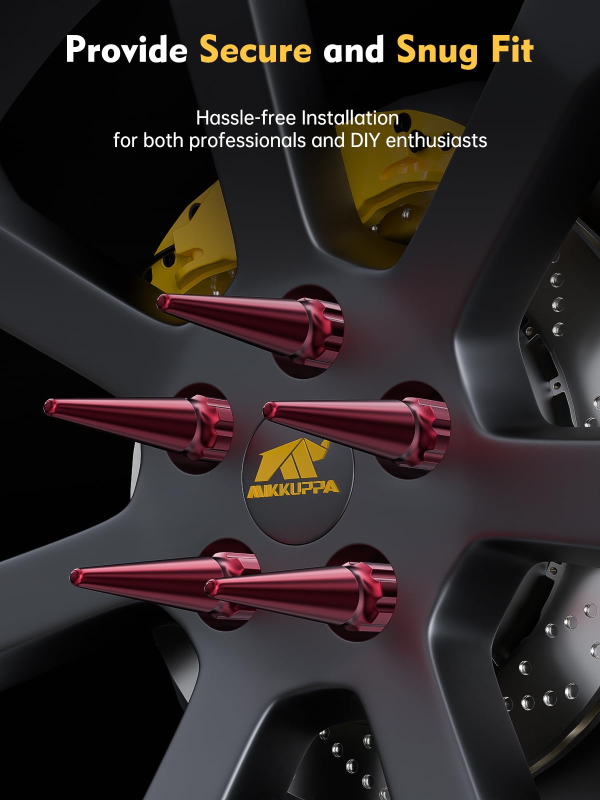 MIKKUPPA 1/2-20 Wheel Spike Lug Nuts, 20pcs Red Spike Lug Nuts 1/2x20 Solid 4.4" Tall Acorn Lug Nut with 1 Socket Key Replacement for Jeep Wrangler Cherokee Liberty
