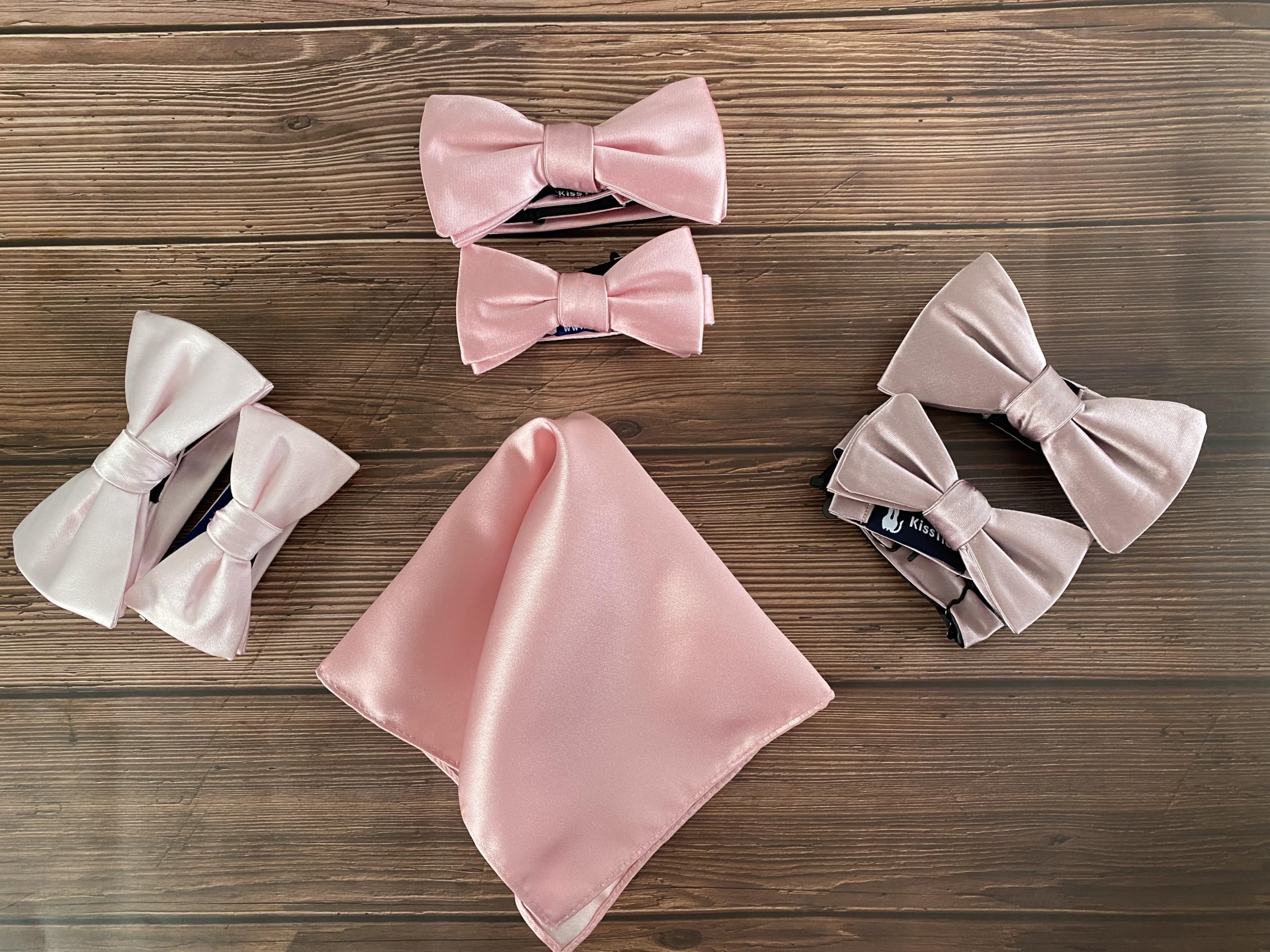 KissTies Rosy Pink Pocket Square Mens Satin Handkerchief + Gift Box