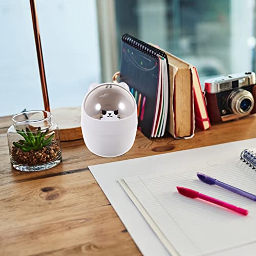Veemoon Kitchen Trash Bin Table Trash Can Mini Wastebasket Cartoon Bear Design Compost Bin Easy Clean Countertop Plastic Garbage Can for Bathroom Vanity Countertop Grey Recycling Bins Trash Bin