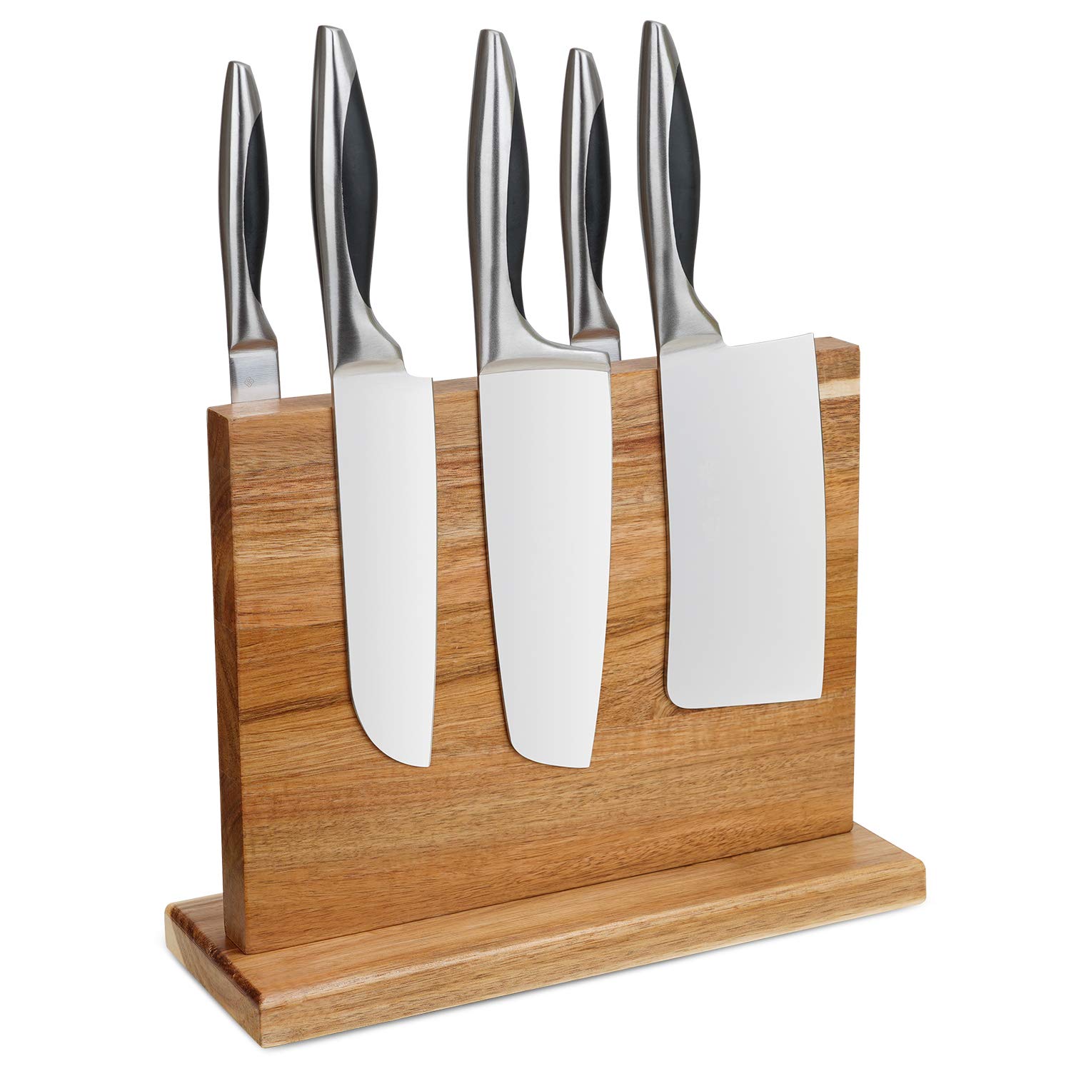 Magnetic Knife Holder Kitchen Universal Knife Block Without Knives Wood Knife Stand Organizer with Double Side Storage