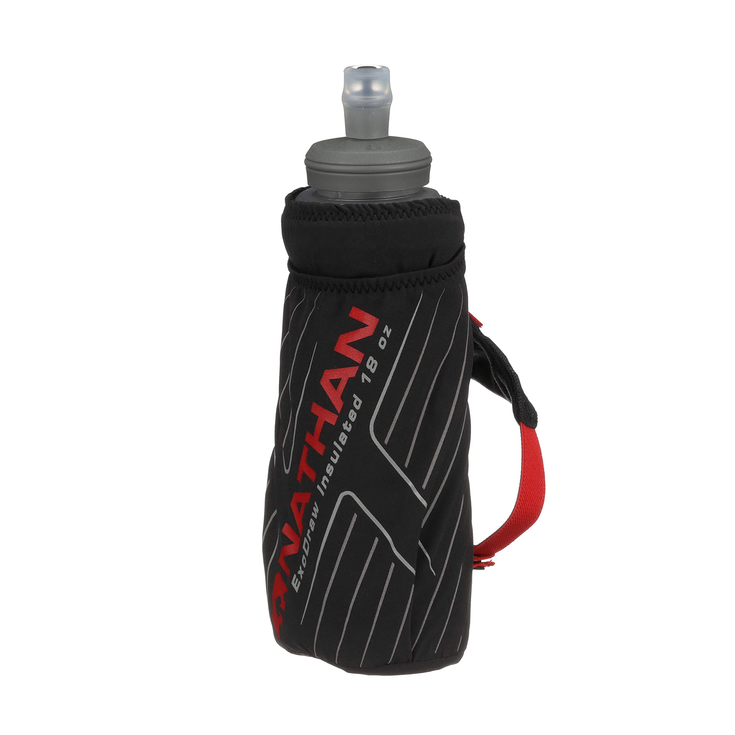 Nathan Handheld ExoDraw/ExoShot 2.0 18oz / 14oz Insulated Soft Flask β Portable Hydration Bottle for Marathons, Hiking, Ultra Running and Outdoor Activity (Black Insulated 18oz, 18oz)