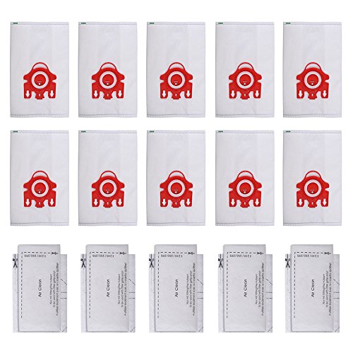 KEEPOW Compatible AirClean 3D Efficiency Dust Bag Compatible with Miele FJM, Compact C1 C2, Replaces Part # 10123220 (10 bags + 5 Filters)