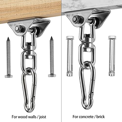 Velomill Hammock Hanging Kit, 1000 lb Capacity Heavy Duty 360° Rotate Swing Ultra Durable Hooks for Swing, Chair, Multiple Indoor Outdoor Gym