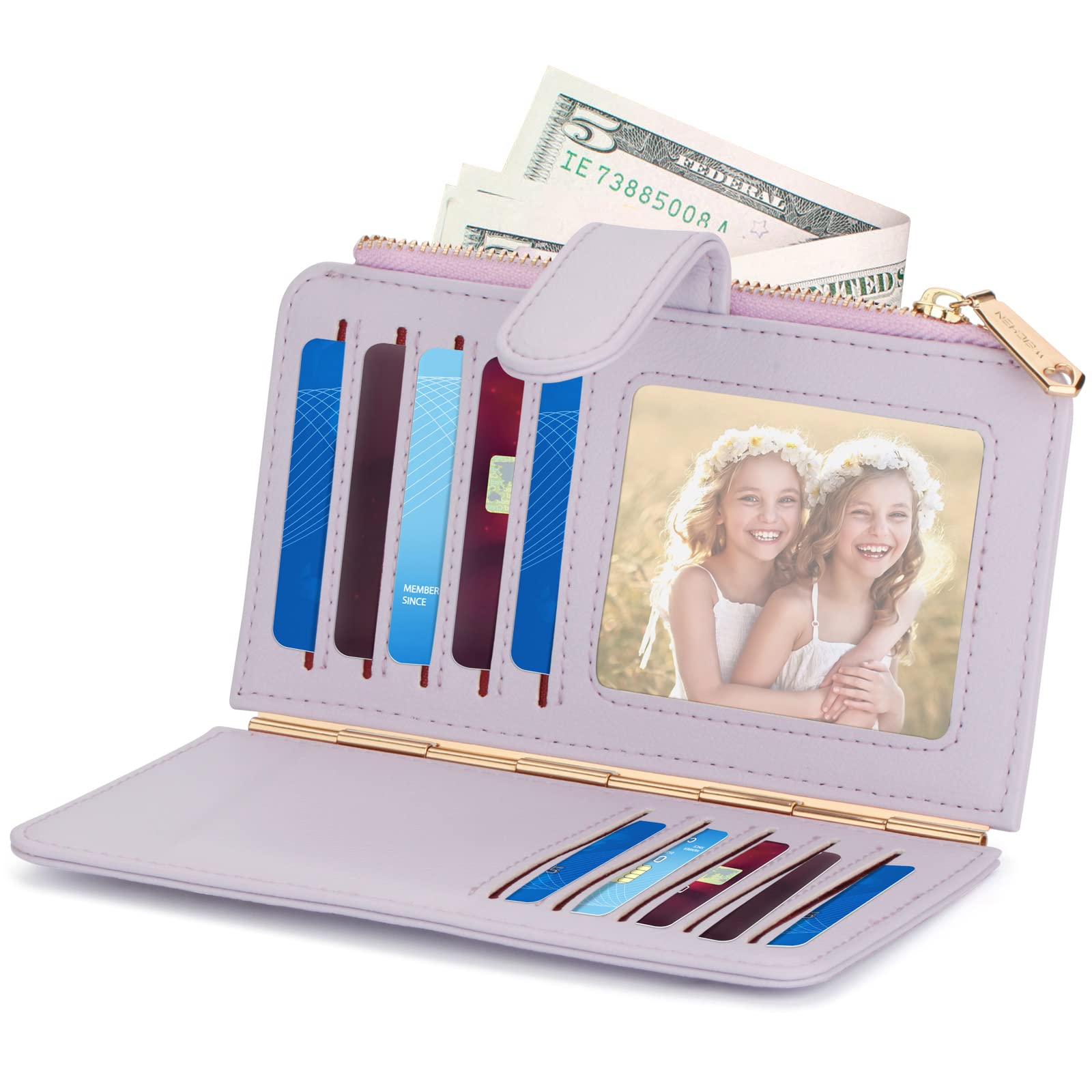 PERFECB FORYOU Slim Womens Credit Card Holder-RFID Blocking- Bifold Multi Card Small Wallet for Women Minimalist Card Holder Wallet (Purple)