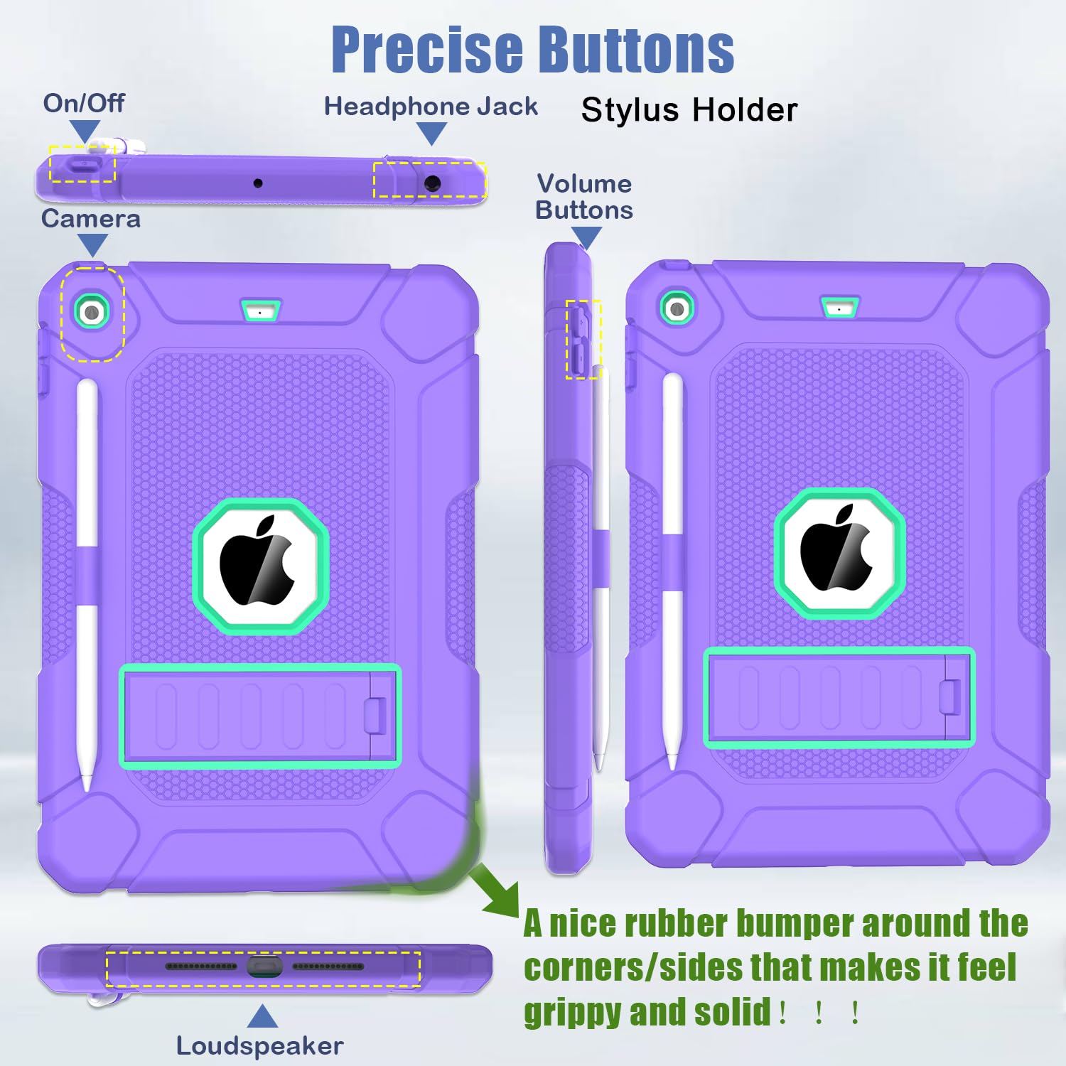 SUPNICE Case for iPad 9th Generation 2021 Model, iPad 10.2 Inch Case, Heavy Duty Shockproof Rugged Protective Cover with Built-in Stand for iPad 9th/8th/7th Gen 10.2" 2021/2020/2019, Light Green