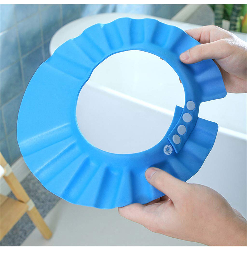 vhshppy Baby Shower Cap Silicone Bathing Hat, Adjustable Shower Cap Infants Soft Protection Hat Safety_Visor Cap Hat for Toddler Kids, Blue, as shown
