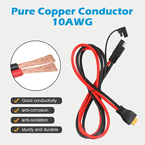 PAEKQ 10AWG SAE Connector to XT60 Female Adapter Connect Solar Panel 3FT XT60 Connector to SAE Connector Extension Cable for Lipo Battery and Delta Portable Power Station RV Solar Generator(3Feet)
