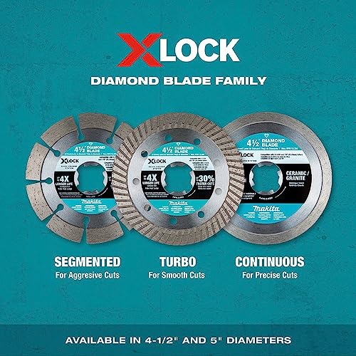 Makita E-07222 X-Lock 4-1/2" Turbo Rim Diamond Blade for Masonry Cutting, 2/pk