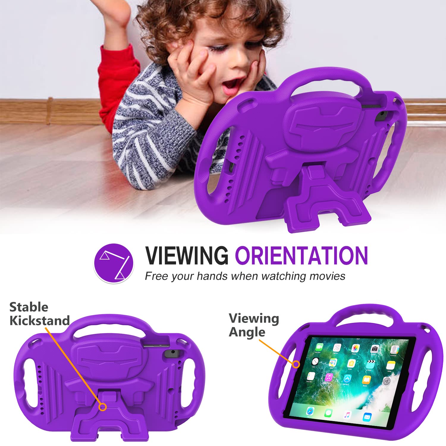 SUPNICE iPad 6th/5th Generation Case, iPad 9.7 Case, iPad Air 2/1/Pro Case, [Shoulder Strap][Light Weight Handle] Shockproof Stand Kids Case for iPad 9.7 inch 2018(6th Gen) / 2017(5th Gen) - Rose