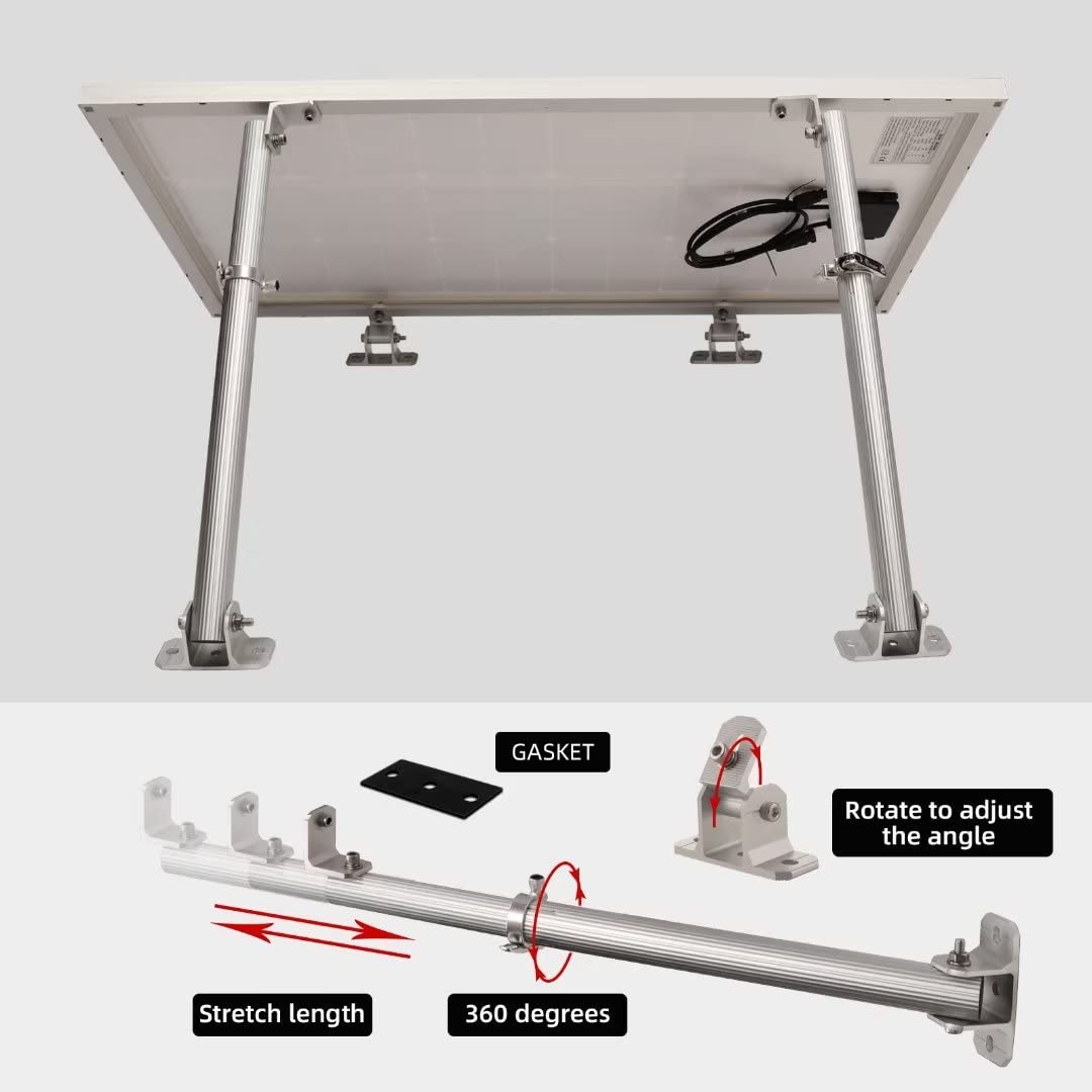 m4solar m01 Adjustable Solar Panel Mount Brackets 20-70° Adjustable Solar Panel Tilt Mount Brackets for Solar Panels Installed on Any Flat Surface for RV, Roof, Boat, Any Off-Grid System