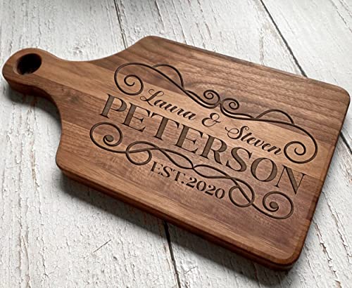 Personalized Mr and Mrs Cutting Board Wedding Gift for Couple Custom Engraved Cutting Board