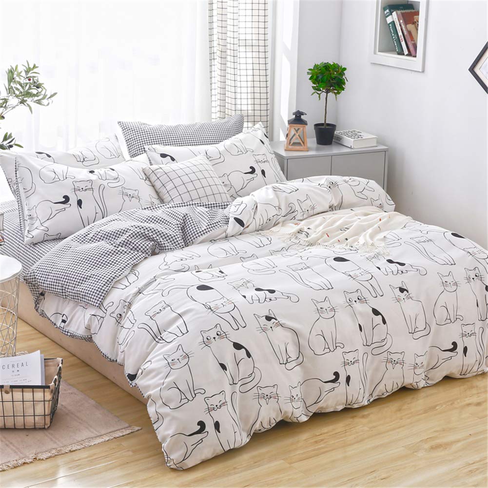 LAYENJOY 3 Pieces Orange Tangerine Printed Duvet Cover Set Queen 100% Cotton Tropical Fruit Pattern Bedding Set for Boys Girls Teens Blue White Comforter Cover Full, No Comforter