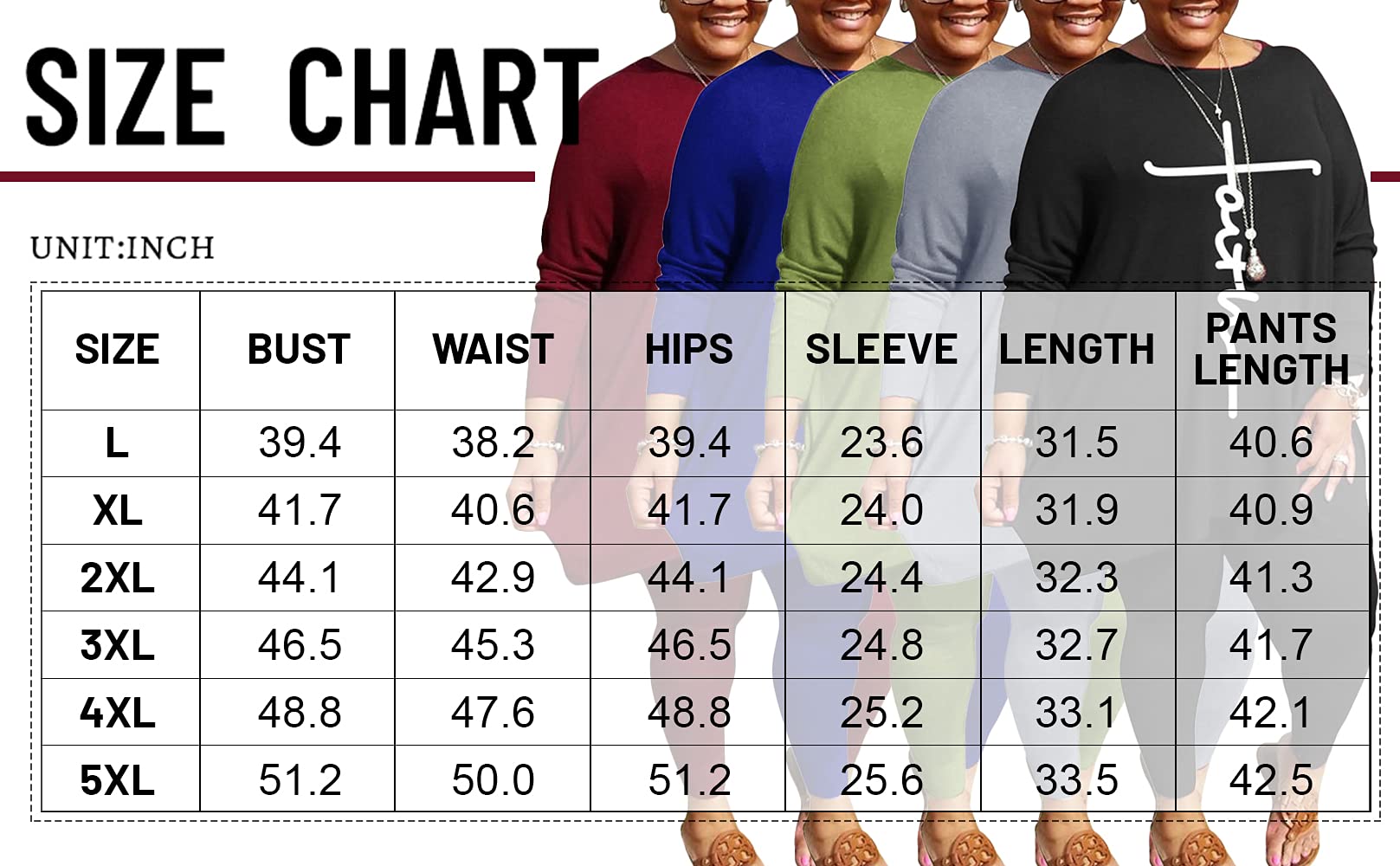 Nhicdns Plus Size 2 Piece Outfits for Women Tracksuit Long Sleeve Tops Bodycon Long Pants Set Casual Sweatsuit