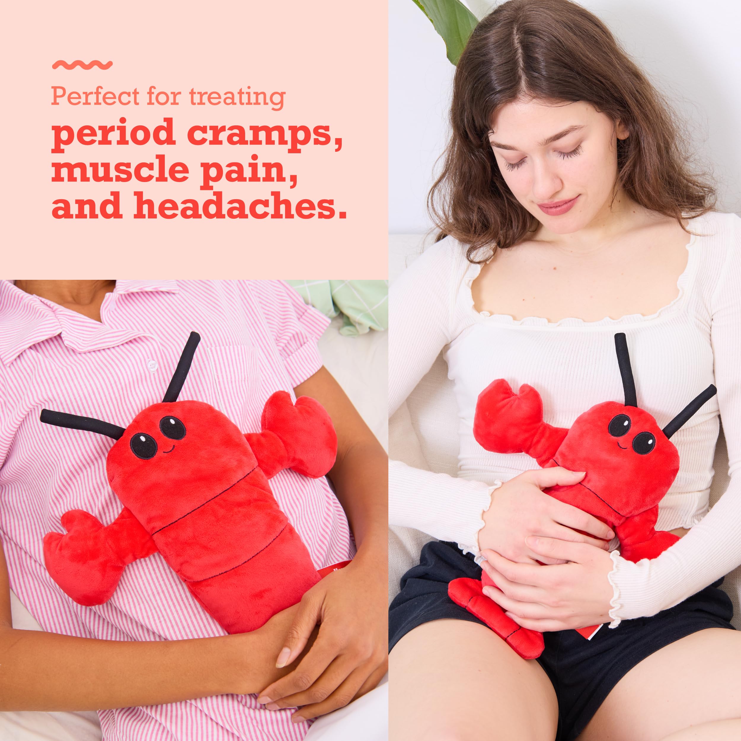 Menstruation Crustacean Lobster β The Original Viral Cuddly & Cute Plush Lavender Scented Heating Pad for Cramps