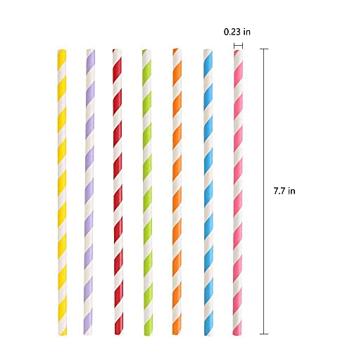 Pajitas de papel desechables, 200 unidades, colores surtidos, 100% biodegradables