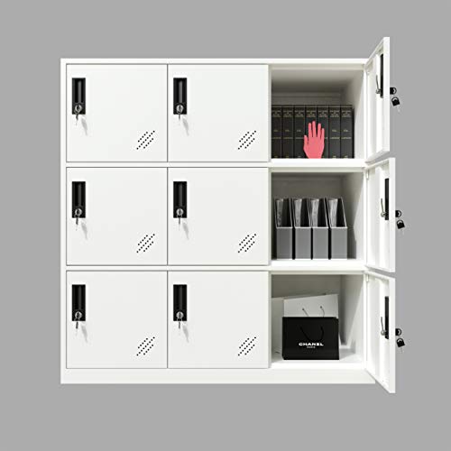MECOLOR Full White Color Metal Office and Home Storage Cabinet Locker with 9 Doors Garage Tool Cabinets (Full White, 9D)…